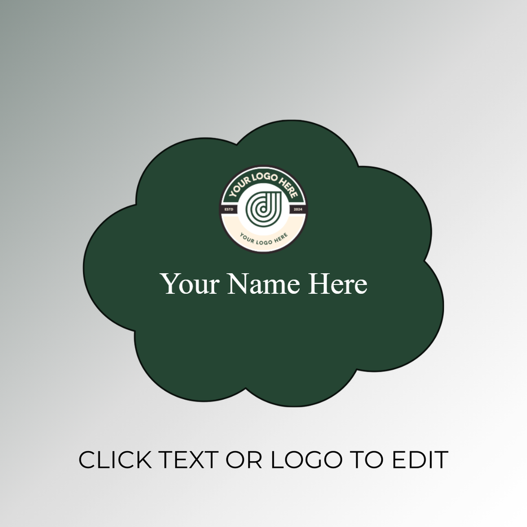 Green Name Tag Cloud 3.0" x 2.5" — Jay C. Designs
