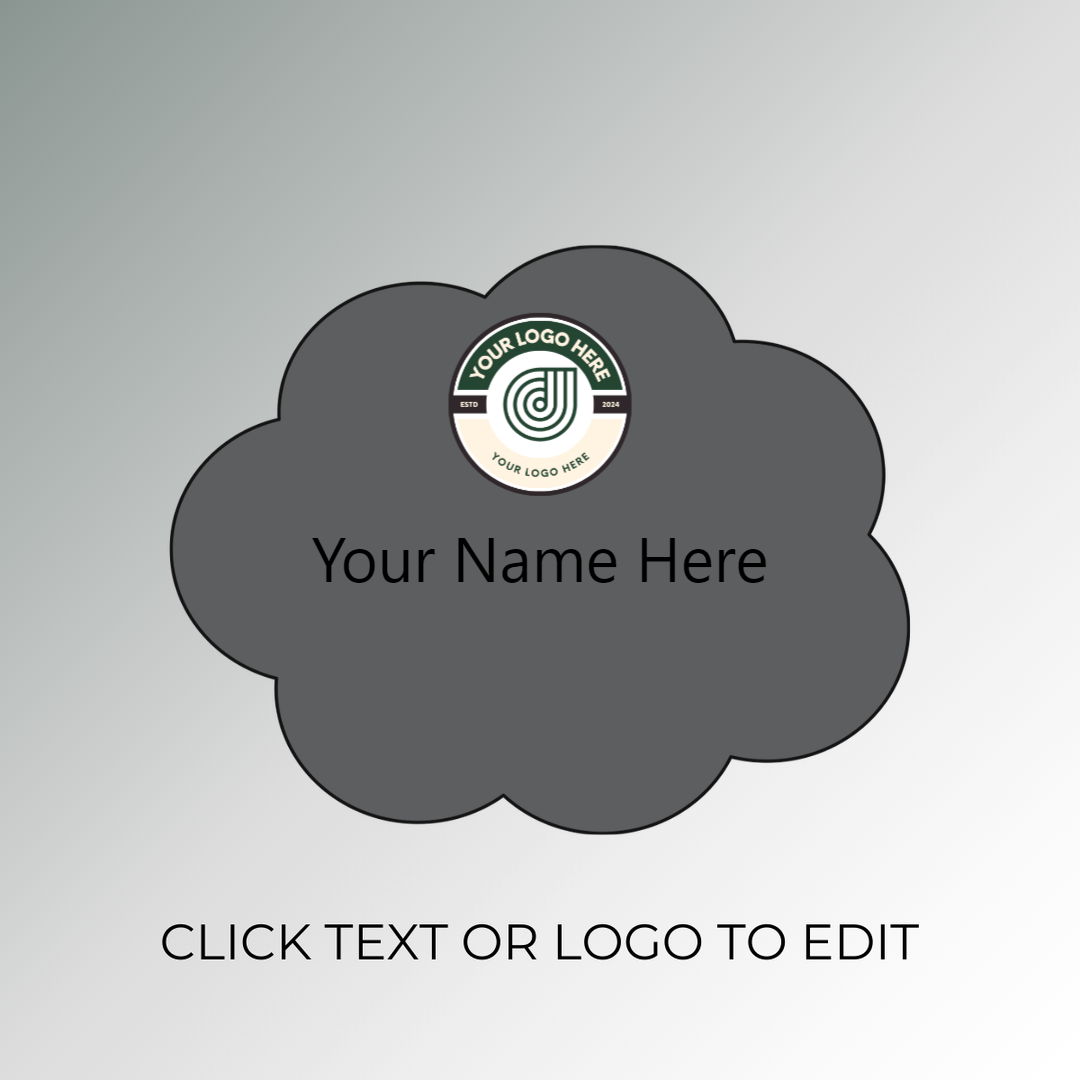 Gray Name Tag Cloud 3.0" x 2.5" — Jay C. Designs