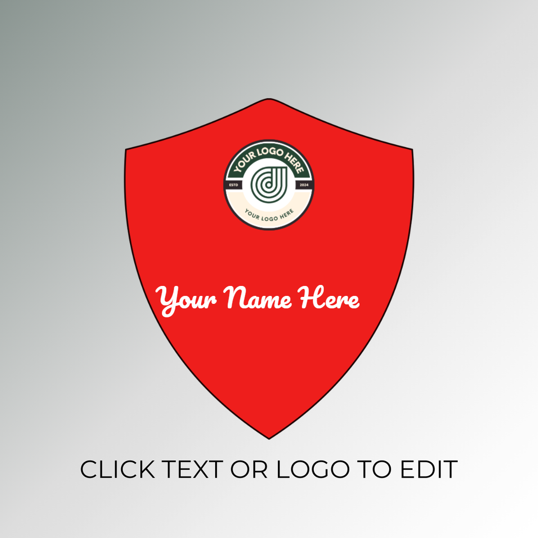 Red Name Tag Shield 2.5 x 3 — Jay C. Designs