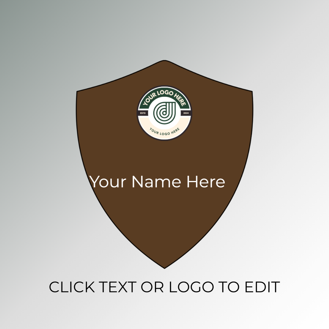 Brown Name Tag Shield 2.5 x 3 — Jay C. Designs