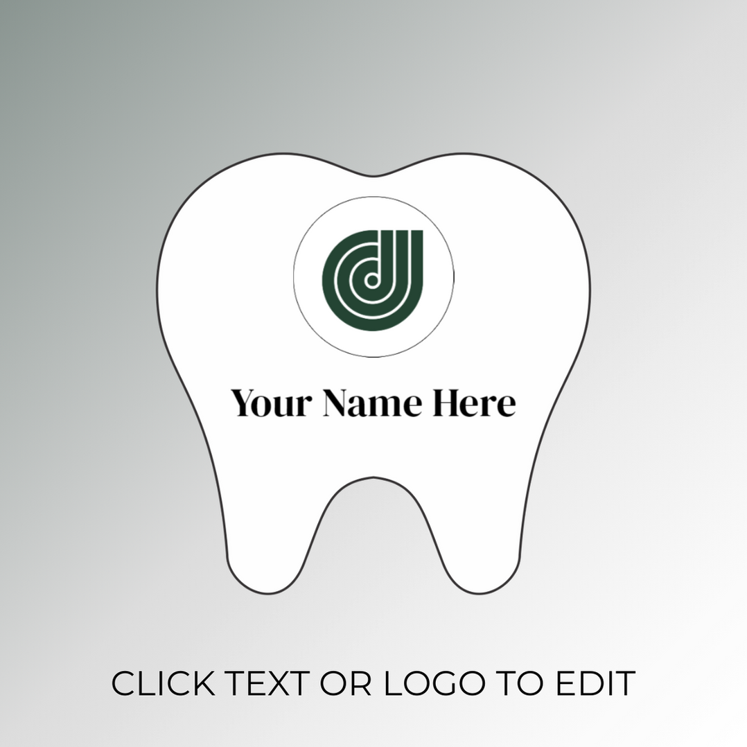 Dental Shaped Name Tag - White- 2.5" x 2.5" — Jay C. Designs