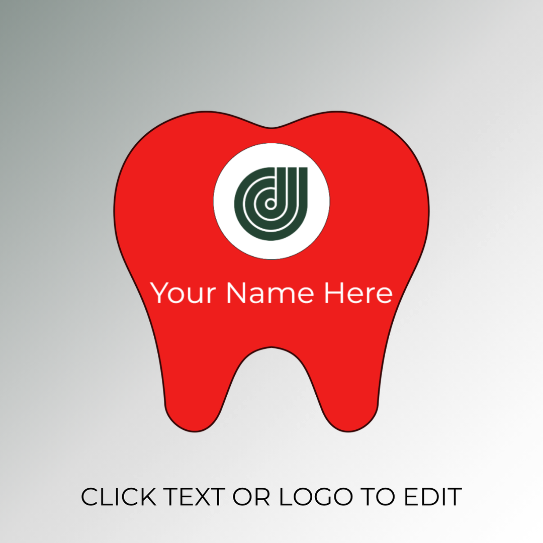 Dental Shaped Name Tag - Red - 2.5" x 2.5" — Jay C. Designs