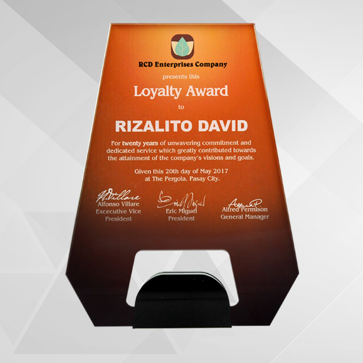 Awards in the Philippines | Acrylic Trophies and Plaques — Jay C. Designs
